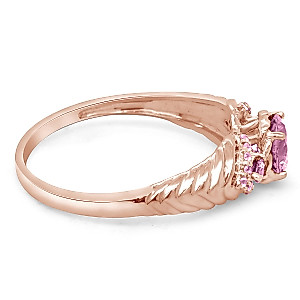 AFFY Simulated Pink Tourmaline Princess Engagement Ring in 14k Rose Gold Over Sterling Silver, Ring Size-9