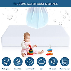 Moonsea Crib Mattress Protector Waterproof,Mattress Cover Protector, Smooth Top Mattress Protector for Kids, Breathable Skin Friendly and Noiseless Fitted Sheet,Viscose Made from Bamboo Terry,1 Pack