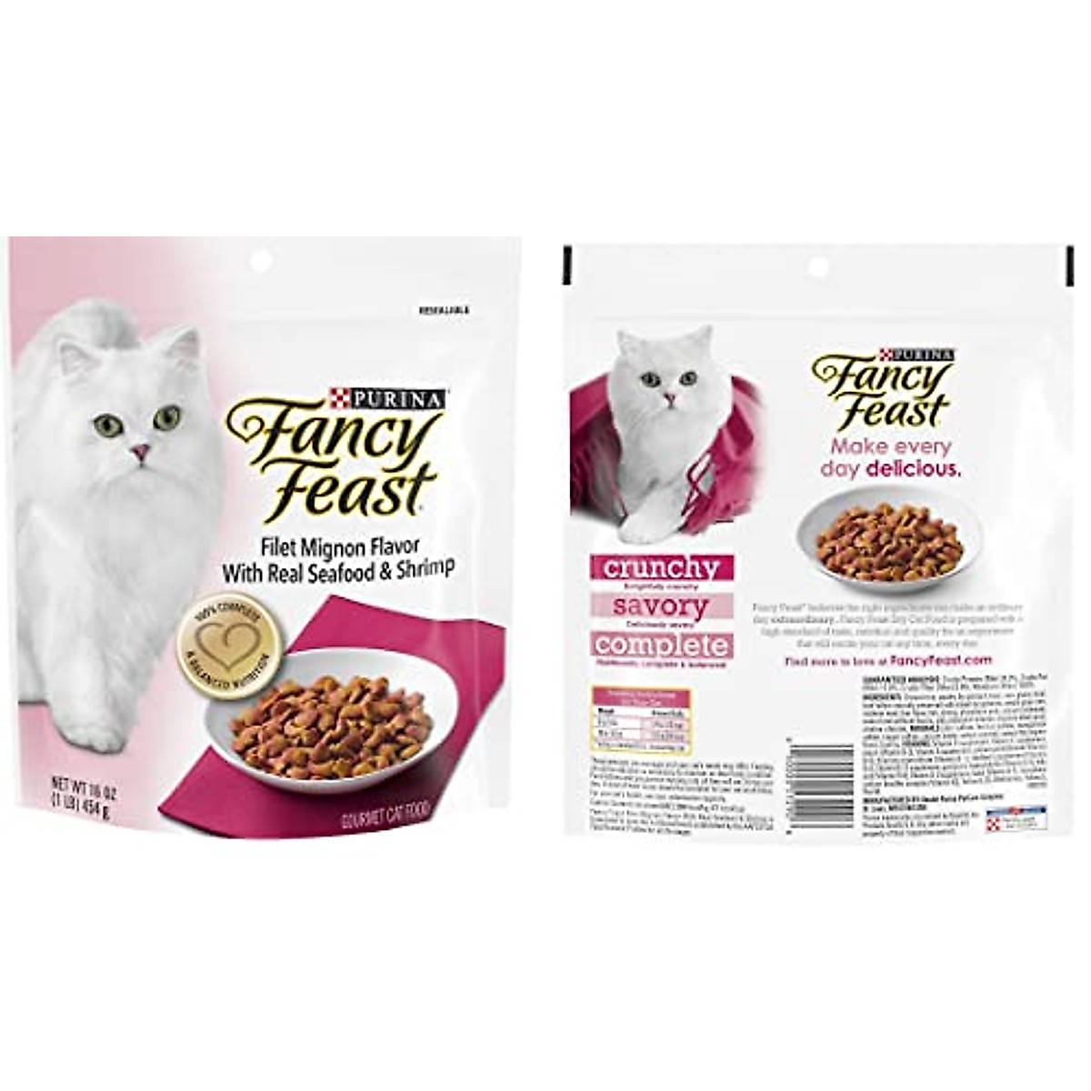 Fancy Feast Gourmet Dry Cat Food - Filet Mignon Flavor with Real Seafood & Shrimp - 3 Pack (3 Pounds Total)