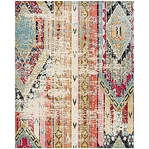 SAFAVIEH Monaco Collection Area Rug - 8' x 10', Multi, Boho Chic Tribal Distressed Design, Non-Shedding & Easy Care, Ideal for High Traffic Areas in Living Room, Bedroom (MNC222F)