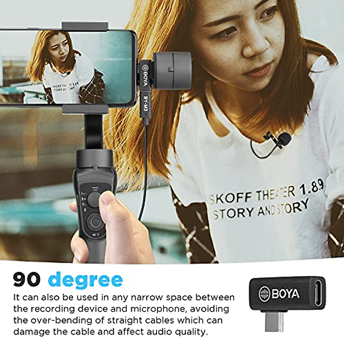 BOYA USB C Right Angle Adapter, by-K5 90 Degree USB C to USB Type-C Male to Female Adapter for Laptop, Tablet, Mobile Phone -Black