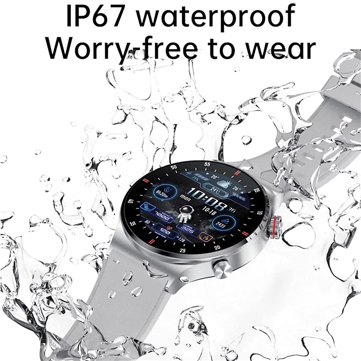 FILIEKEU Women Men Smart Watch Bluetooth Calls Heart Rate Sleep Monitor IP67 Waterproof Sport Fitness Tracker HD Touch Screen Silver Stainless Steel Smart Watches for Android iOS…