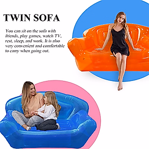 KAERMU Inflatable Deck Chair with Air Pump, PVC Lounger Sofa for Indoor Living Room Bedroom, Outdoor Travel Camping Picnic Beach (Orange)