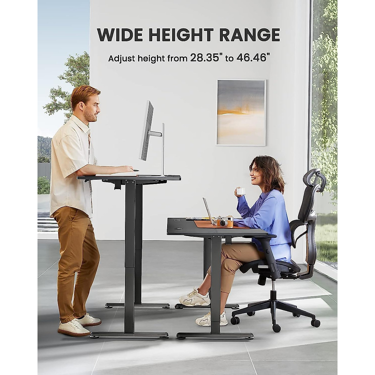 ErGear Height Adjustable Electric Standing Desk, 63x 28 Inches Sit Stand up Desk, Large Memory Computer Home Office Desk (Black)