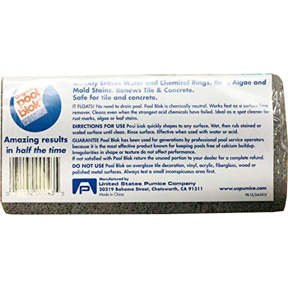 US Pumice Pool Cleaning Blok Case of 12, PB-12, Pumie Pumice Stone for Pools & Spa Tile, Grout & Concrete Cleaning (12)