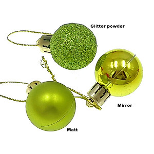 ALIMITOPIA 24pcs Christmas Ball Baubles 1.2 inches Shatterproof Plastic Hanging Balls Pendant for Xmas Tree Decoration (Tiny Size;Lime Green)