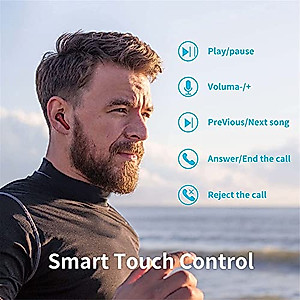 Conduction Headphone True Wireless Earbuds, 5.1 Bluetooth Earphone in-Ear Stereo Headphone Built-in Mic, LED Display for Work, Sports, Game (Color : A)