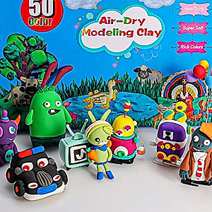 CiaraQ Modeling Clay Kit - 50 Colors Air Dry Ultra Light Clay, Safe & Non-Toxic, Great Gift for Kids.