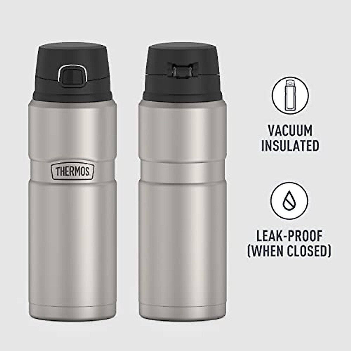 THERMOS Stainless King Vacuum-Insulated Drink Bottle, 24 Ounce, Matte Steel