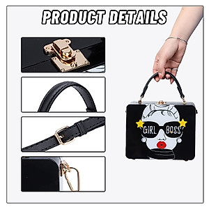 KUANG! Women Novelty Lady Face Shoulder Bags Funky Acrylic PU Leather Top Handle Satchel Handbags Box Clutch Purse for Women