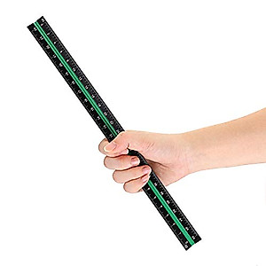 OwnMy 3 Pack 12 Inch Solid Aluminum Triangular Architect Scale Ruler Set, 3-Colors-Groove Architectural and Engineer Scale Metal Ruler Set, Clear Scales Drafting Rulers for Engineer Blueprint Project