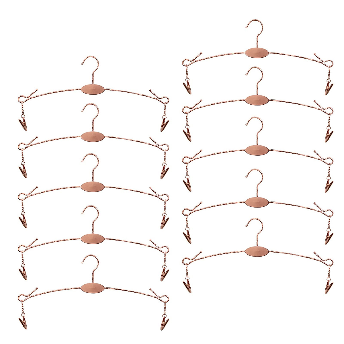SUNTRADE Metal Underwear Bra Rack, Durable Pants Clothes Hangers with Clips,for Lingerie Shop Display, 10pcs (Rose Gold-A2)