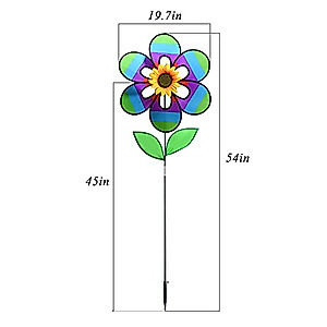 Rainbow Sunflower Garden Pinwheels Whirligigs Wind Spinners Kids Toys for Yard Decor Windmill Bird Deterrent Lawn Decorations Decorative Garden Stakes Outdoor Whimsical Baby Gifts