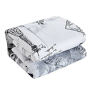 Casa J'Adore Paris 5 Piece Comforter Set, Full/Queen, Black and White