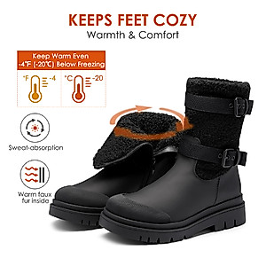 DREAM PAIRS Women's Waterproof Winter Snow Boots with Warm Comfortable Fur Lining, Anti Slip Rubber Mid-Calf Booties Outdoor, Sdsb2203W, Black, Size 10