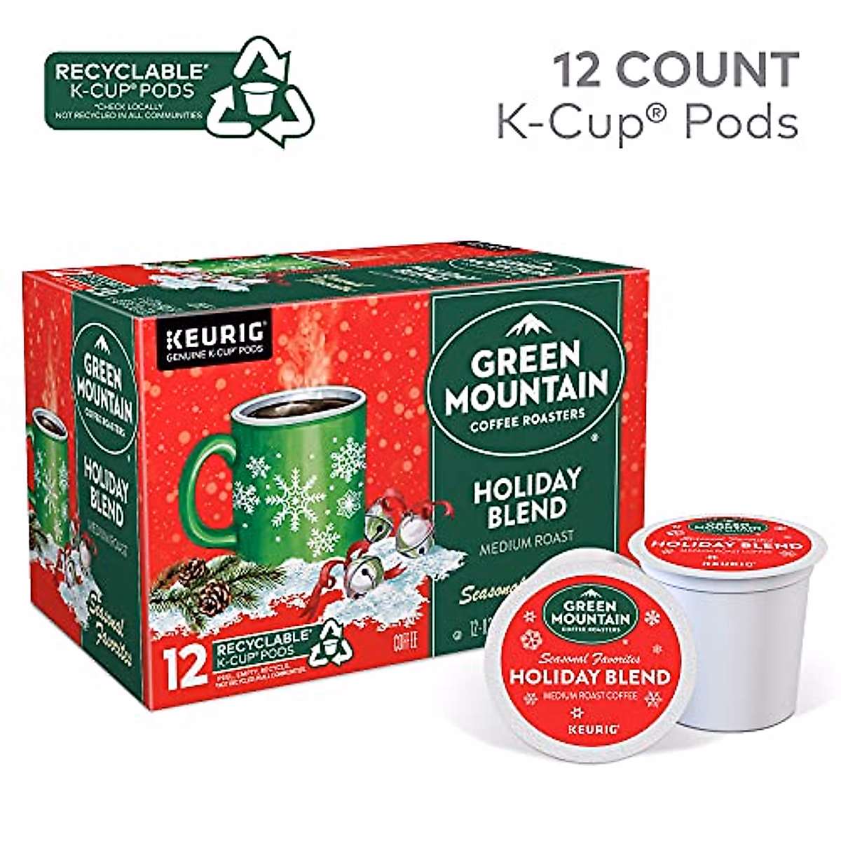 Green Mountain Coffee Roasters K-Cups, Holiday Blend, 12 Count