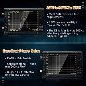 AURSINC TinySA Ultra+ ZS406 Spectrum Analyzer with 50W Attenuator, 2025 4inch 100kHz-5.4GHz V0.4.6 Portable Frequency Analyzer with 32Gb Card,2in1 Signal Generator 100kHz to 900MHz MF/HF/VHF UHF Input