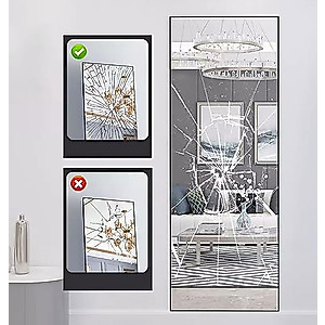 Yone jx je Rectangular Full Length Mirror,Big Free Standing Body Mirror,Floor Length Mirror with Stand,Anti-Rust Solid Wood Frame, Long Wall Mirror for Bedroom (Black+Mirror(65" x 23")