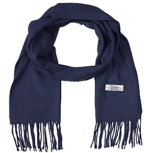 Falari Men Women Unisex Cashmere Feel Scarf 78" x 12" Solid Color Navy A19-02