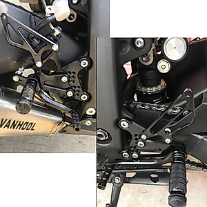 CNC ZX6R 09-20 Motorcycle Adjustable Rearsets Foot Pegs Rear Set Footpeg Brake Shift Pedal Compatible with Ninja 600 ZX6R ZX636 2009-2020 Black