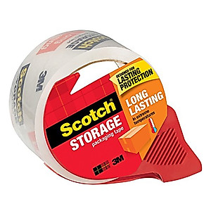 Scotch Long Lasting Storage Shipping Packaging Tape, 1.88" x 38.2 yd, 1 Roll with Dispenser (3650S-RD-ESF)