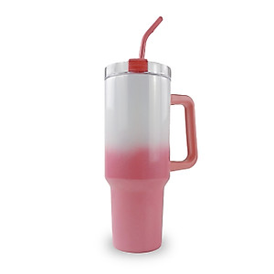 Hogg 40oz Sublimation Tumbler Holographic Traveler - Ombre Pink Shimmer, Blank Sublimation Tumblers with Handle, Bulk Tumblers with Lids, Straws, Removable Handle, 40 oz Sublimation Tumbler