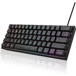 MageGee Mini 60% Gaming Keyboard, RGB Backlit 61 Key Ultra-Compact Keyboard, TS91 Ergonomic Waterproof Mechanical Feeling Office Computer Keyboard for PC, MAC, PS4, Xbox ONE Gamer(Black)
