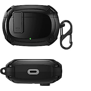 LiZHi Upgrade Beats Studio Buds Case 2022, Full-Body Protective PC Shockproof TPU with Security Lock Latch Carabiner Cover Men Women with Keychain for New Beats Studio Ear Buds Case (Black)