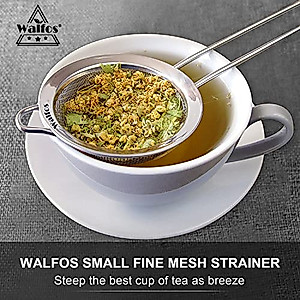 Walfos Fine Mesh Strainers Set, Premium Stainless Steel Colanders and Sifters, with Reinforced Frame and Sturdy Handle, Perfect for Sift, Strain, Drain and Rinse Vegetables, Pastas and Tea - 3 Sizes
