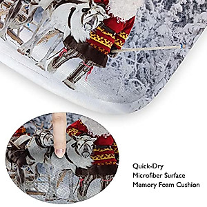 CALARVUK 4PC Winter Bathroom Sets with Shower Curtain and Rugs,Santa Claus Snowflake Deer Shower Curtain Set with Non-Slip Rugs, Toilet Lid Cover and Bath Mat, Holiday Bathroom Decoration Set