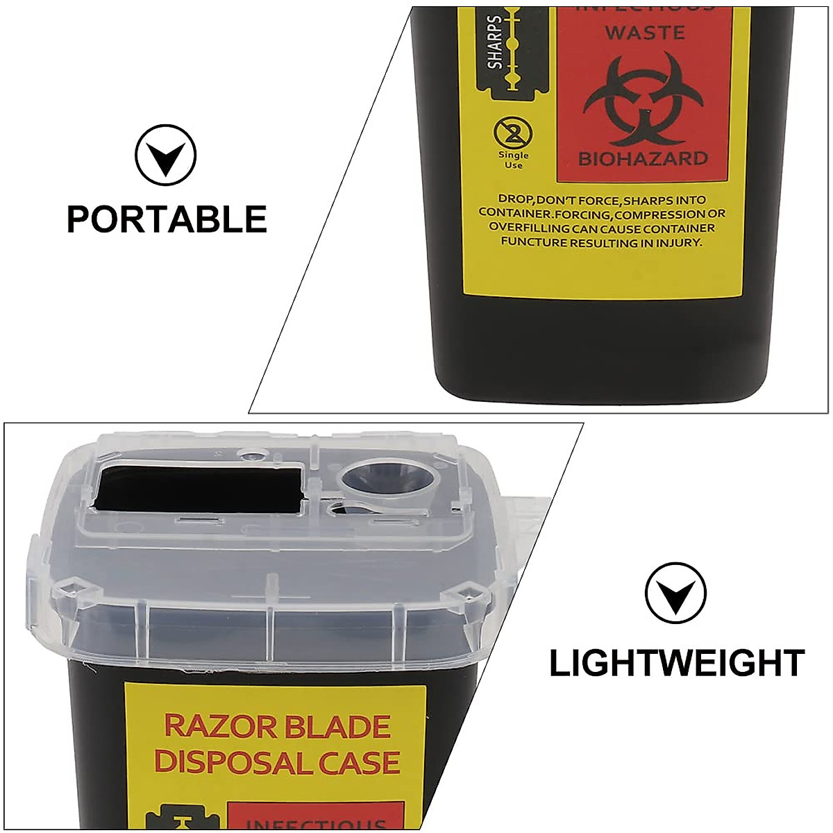 2Pcs Razor Blades Dispenser Case,Small Portable Sharps Container,Razor Blades Disposal Case,Disposable Razor Cutter Container,Barber Shop Storage Container