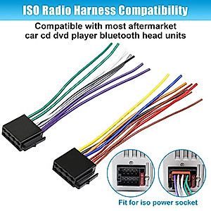 Universal ISO Car Radio Stereo Wiring Harness Adapter, Car Audio Video Wire Cable Power Speaker Connector