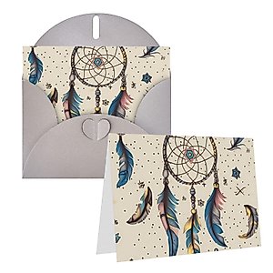 RLDOBOFE Birthday Cards With Envelopes Dream Catcher And Moon Wedding Cards Sympathy Cards Thinking Of You Cards Note Thank You Cards Blank Inside All Occasions Greeting Cards