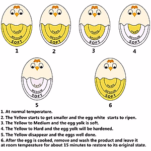 Egg Timer Sensitive Hard & Soft Boiled Color Changing Indicator Tells When Eggs are Ready (Yellow 2pcs)
