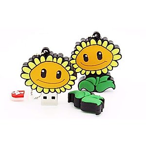 2.0 Sunflower Flower Smile 16GB USB External Hard Drive Flash Thumb Drive Storage Device Cute Novelty Memory Stick U Disk Cartoon