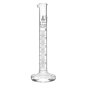 EISCO Graduated Cylinder, 5ml - Class A Tolerance ±0.05ml - Round Base - White Graduations - Borosilicate 3.3 Glass