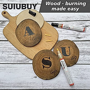 SUIUBUY 2 PCS Chemical Wood Burning Pen Marker, Wood Scorch Pen - Heat Sensitive Marker for Wood and Crafts - Equipped with Oblique Tip and Bullet Tip for Easy Use - New Formula