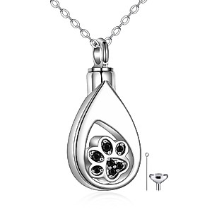 TIGER RIDER Pet Urn Necklace for Ashes Sterling Silver Paw Print Memorial Ash Keepsake Cremation Jewelry Gifts for Women Dog Cat Lovers