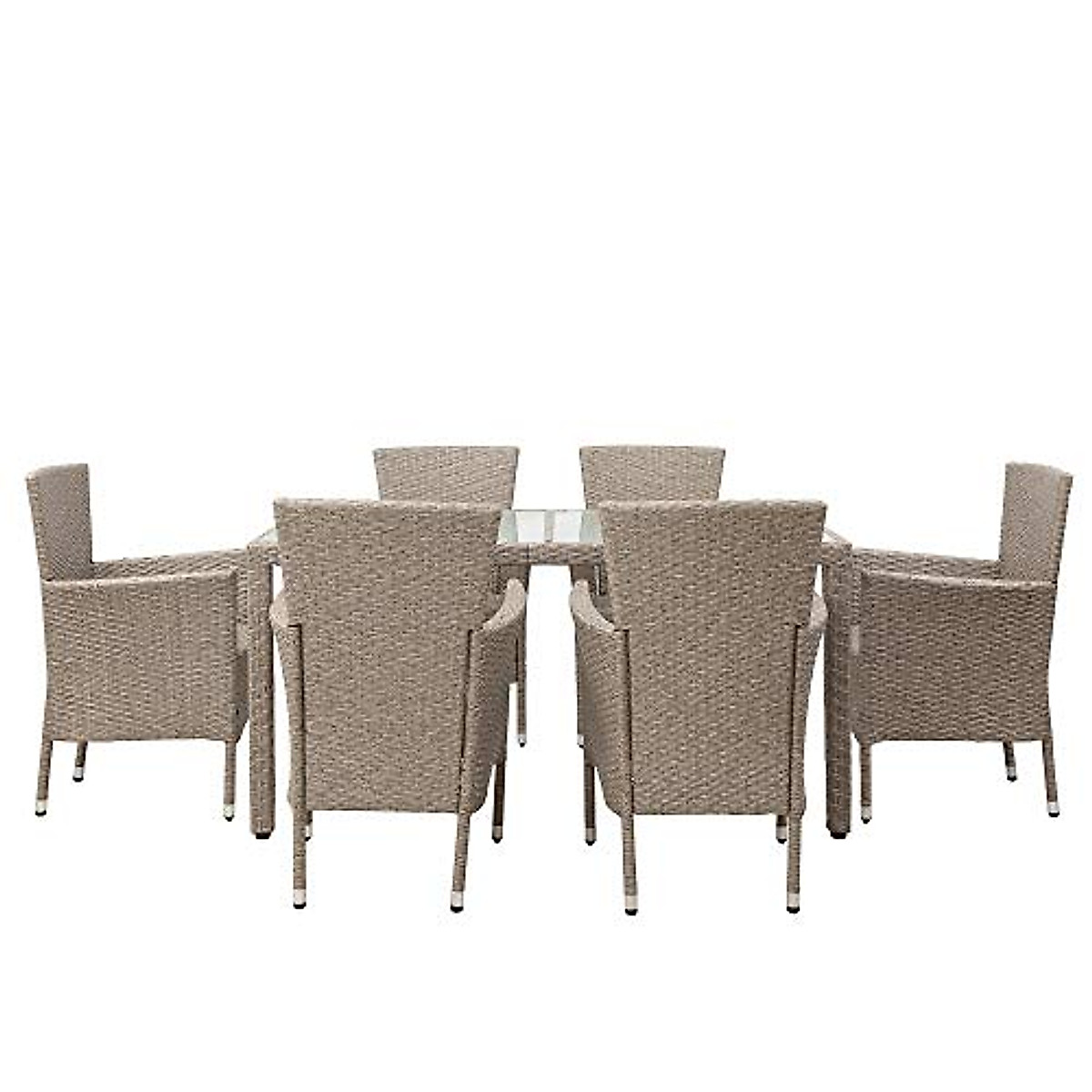HomSof Outdoor 7-Piece Patio Bar Table Furniture Seating, Brown 7PCS Wicker Dining Set