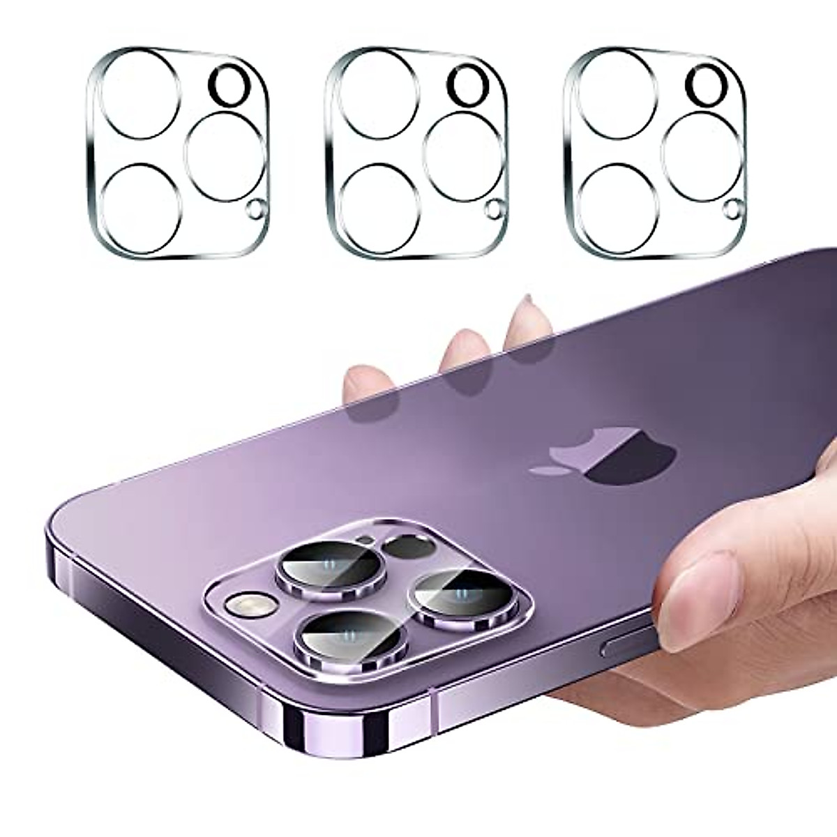 Hlija 3PCS Rear Back Camera Lens Protector Tempered Glass for iPhone 14 Pro/ 14 Pro Max - HD Clear Full Coverage Guard