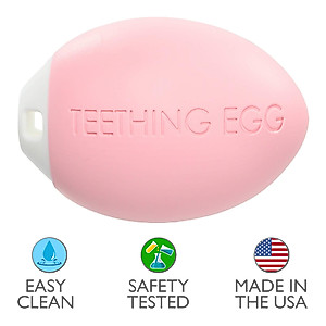 The Teething Egg Pink Bundle - Baby Registry Must Have - Infant Toys 3-6 Months, Sensory Toys for 0-6 Months, 6-12 months and up for Molar Teething, Baby Boy or Girl up to 18 Months