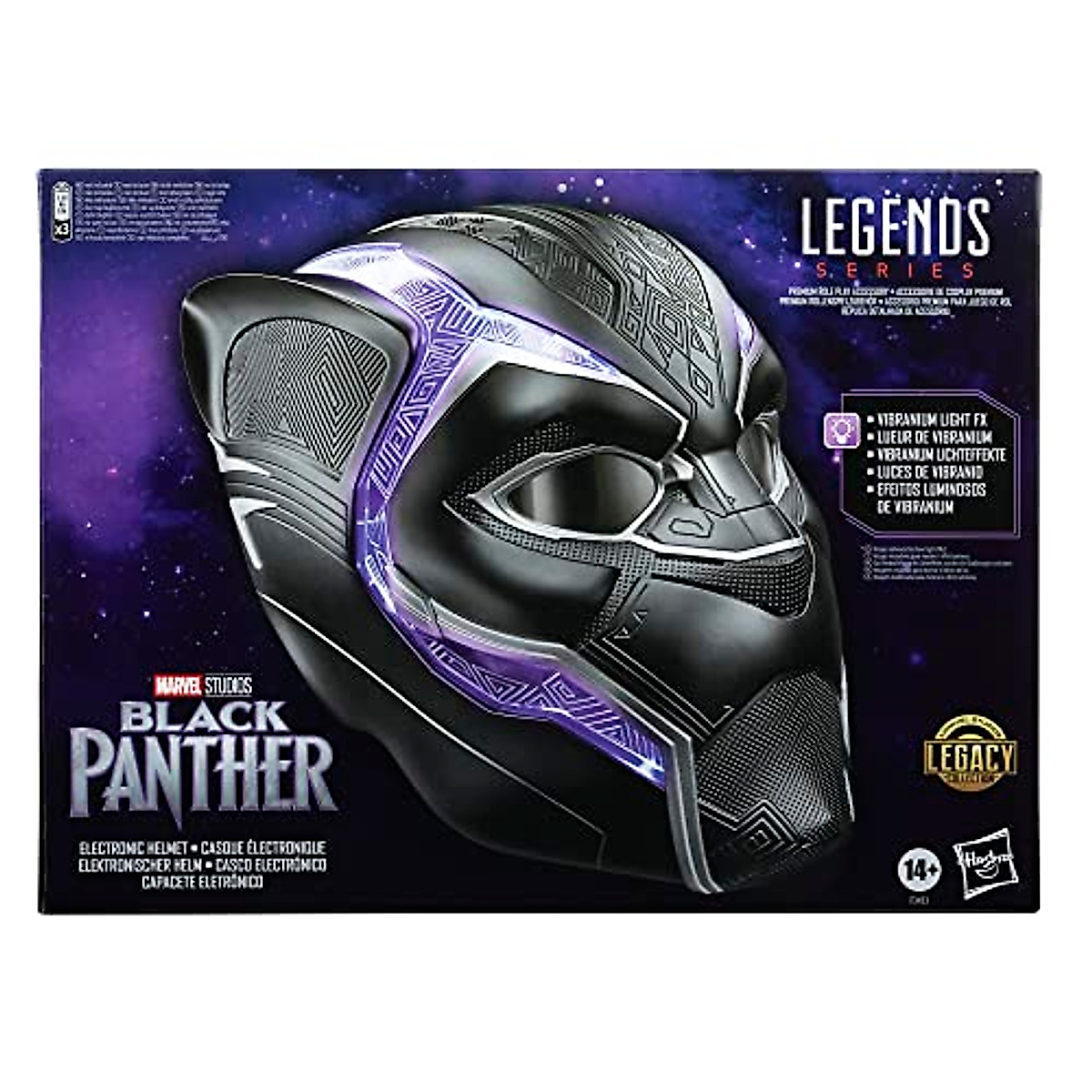 Marvel Legends Premium Electronic Role Play Helmet with Light FX and Flip-Up/Down Lenses, Black Panther Roleplay Item