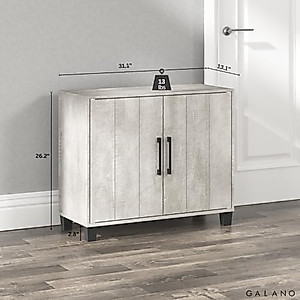 Galano Lucca 12 Pair Shoe Storage with Adjustable Shelf, Wood Freestanding Organizer for Entryway, Small Narrow Shoe Rack Cabinet, Easy Assembly, 13.1" D x 31.1" W x 26.2" H, Dusty Grey Oak