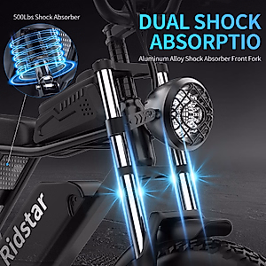 Ridstar 1000W 30MPH Fat Tire Electric Motorcycle with Removable 48V20Ah Battery and Full Suspension