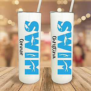 AVITO Personalized Swim Tumbler - 30oz Tumbler with Lid and Straw - Stainless Steel - Vacuum Insulated