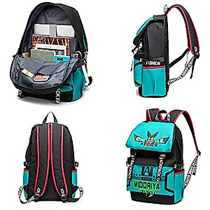 blackniuniu MHA Backpack Izuku Midoriya Backpack BNHA Backpack My Hero Backpack with Izuku Journal Notebook, Green, Large