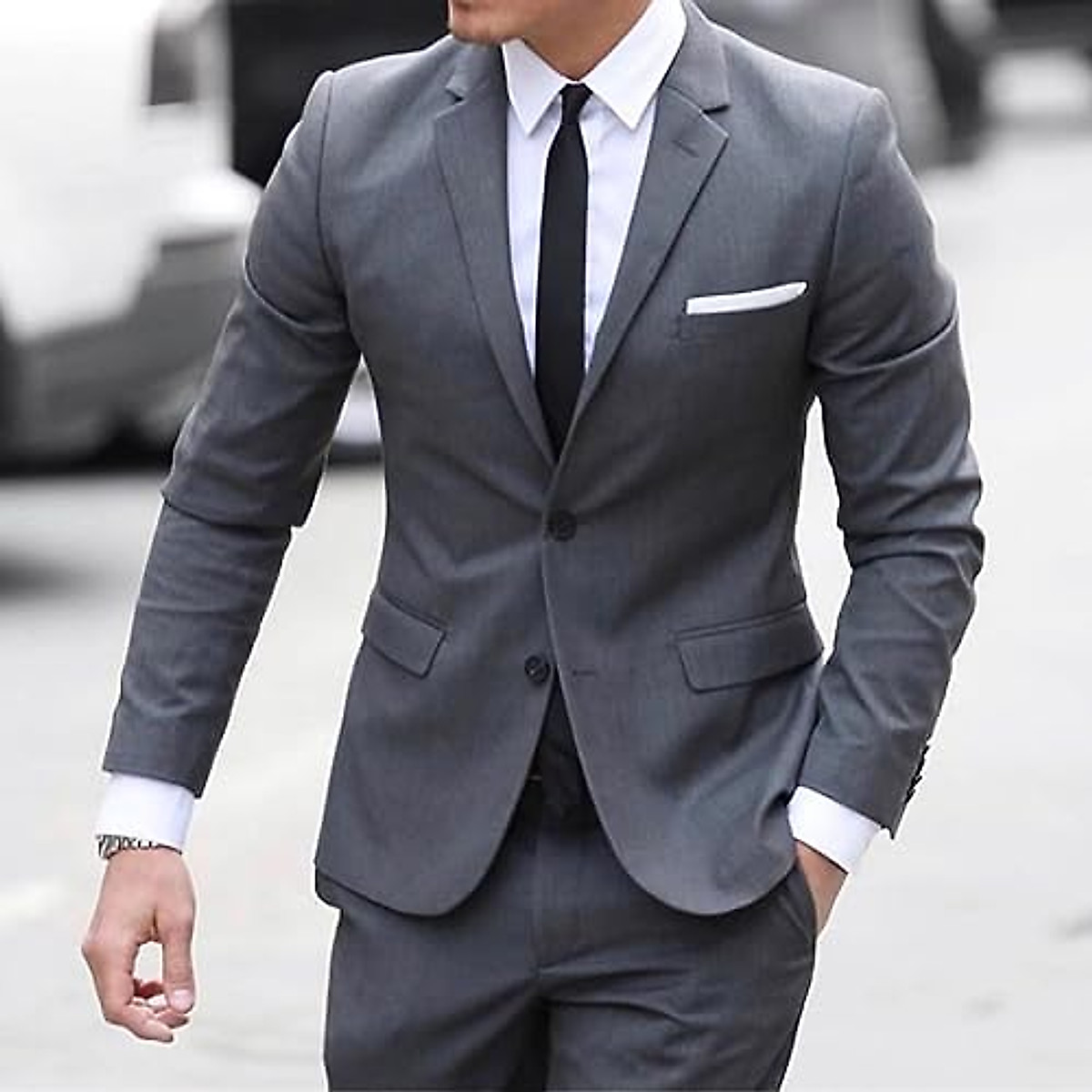 JEMYGINS 1.58" Black Tie Silk Skinny Ties for Men Slim Necktie(4cm)