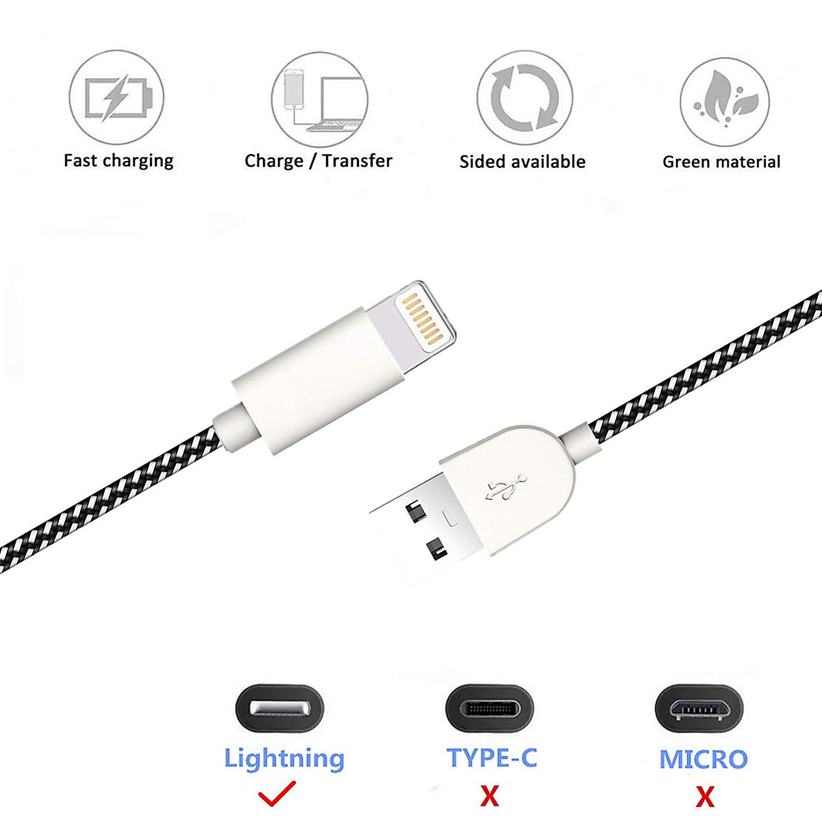 iPhone Charger Cable MFi Certified Lightning Cord 5Pack 3FT/6Foot/10Feet Sharllen Nylon Braided iPhone Charger USB Fast Charging&Syncing Wire Compatible iPhone12/11Pro/XS/Max/XR/X/8P/7/6/iPad White
