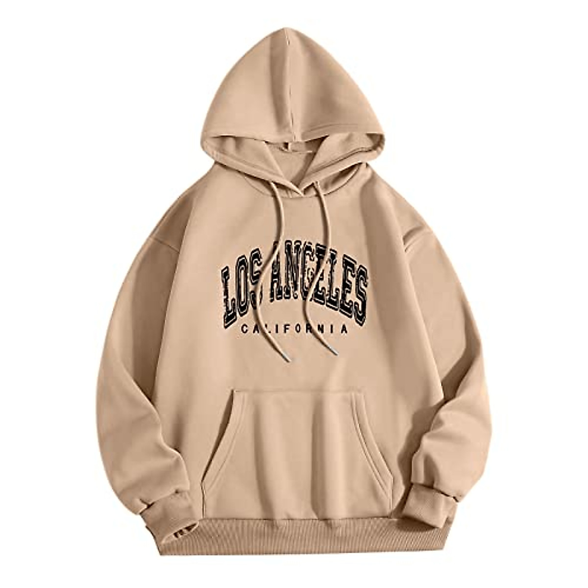 Women Sweatshirt Pullover Hoodies Ladies Women's Letter Graphic Hooded Print Round Neck Long Sleeve Sweatshirt Tops Women Zipper Hoodie Khaki