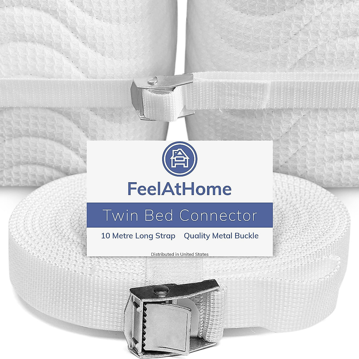 FeelAtHome Twin Bed Converter - Twin to King Mattress Joiner, 33ft Long Connecting Strap